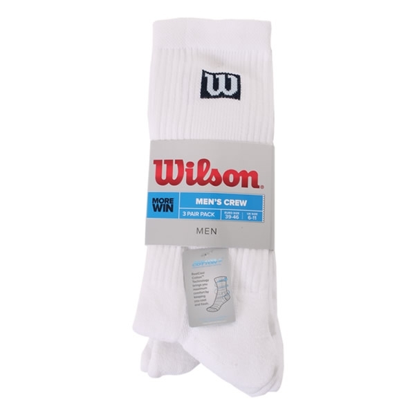 Calcetines Wilson Mens Crew 3pp Blancos - Comodidad al mejor precio